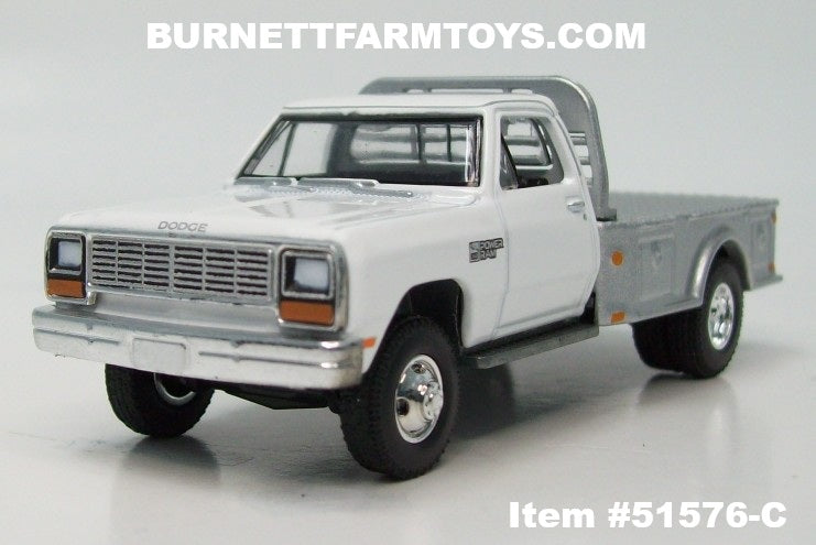 Item #51576-C White Silver Flatbed 1985 Dodge Ram W350 Power Ram Duall ...