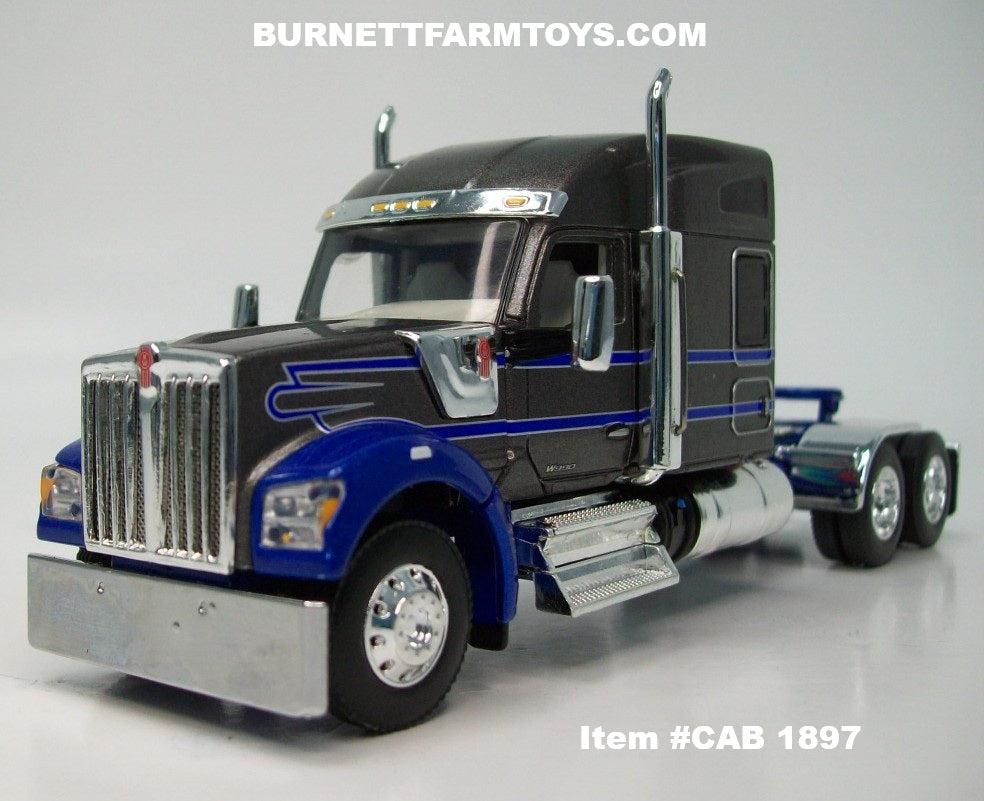 Item #CAB 1897 Gun Metal Gray Blue White Outline Kenworth W990 76-inch ...