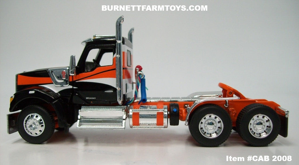 Item #CAB 2008 Black Orange White Kenworth W990 Day Cab - 1/64 Scale ...