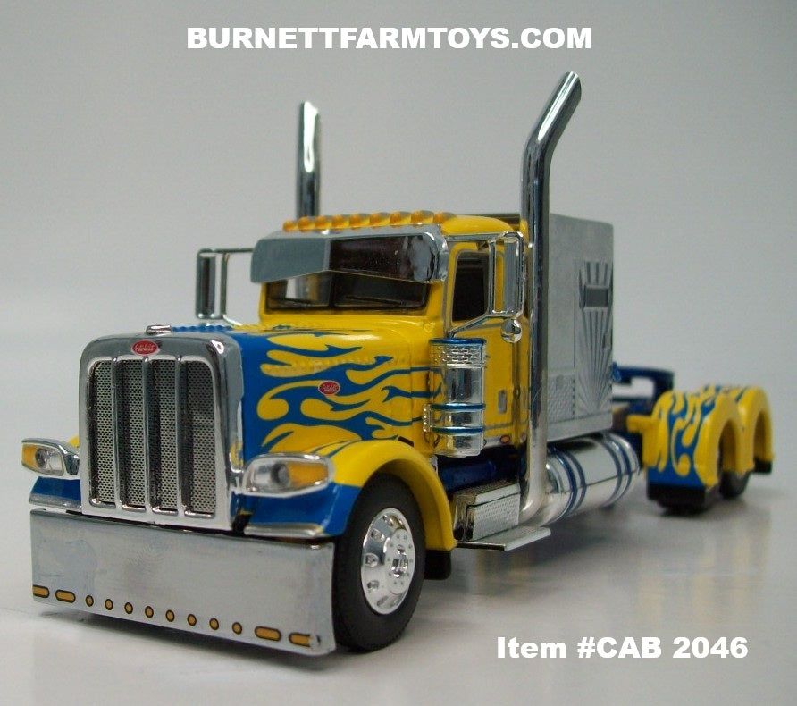 Item #CAB 2046 Yellow Blue Flame Peterbilt 389 60-inch Chrome Vintage ...