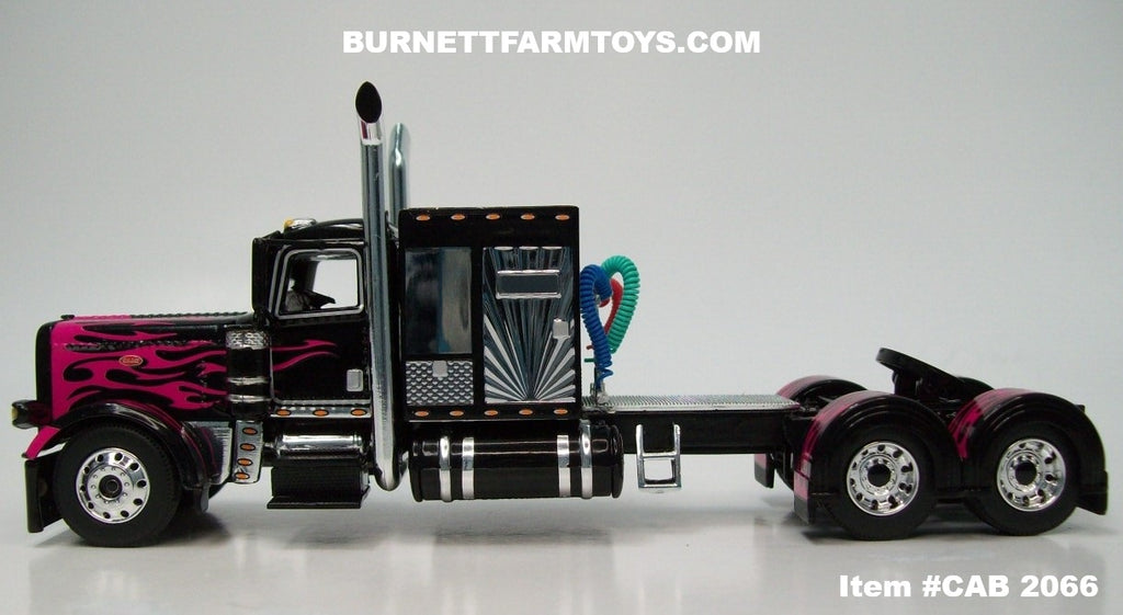 Item #CAB 2066 Black Pink Flame Peterbilt 389 60-inch Chrome Black Tri ...
