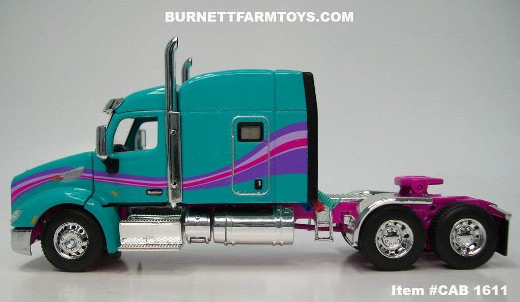 Item #CAB 1611 Turquoise Pink Purple Peterbilt 579 72-inch Mid Roof Sl ...